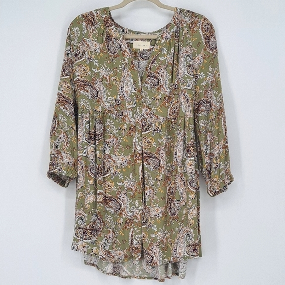 MELLODAY | Tops | 225 Melloday Neutral Paisley Floral Tunic Top | Poshmark